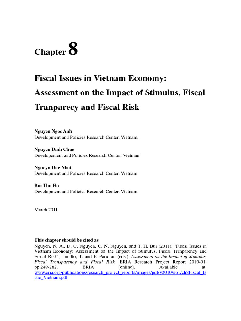 Fiscal Issues in Vietnam (ERIA 2020) | PDF | Fiscal Policy | Inflation