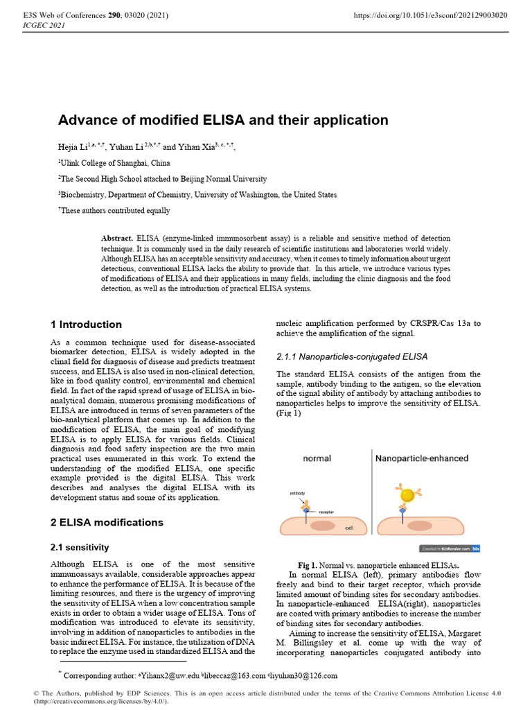 advance-of-modified-elisa-and-their-application-1r35izkuo1 | PDF | Elisa | Immunoassay