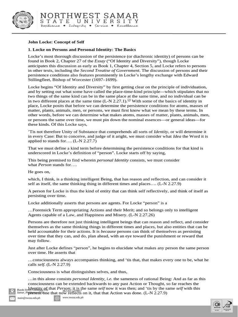 John Locke | PDF | Substance Theory | Consciousness