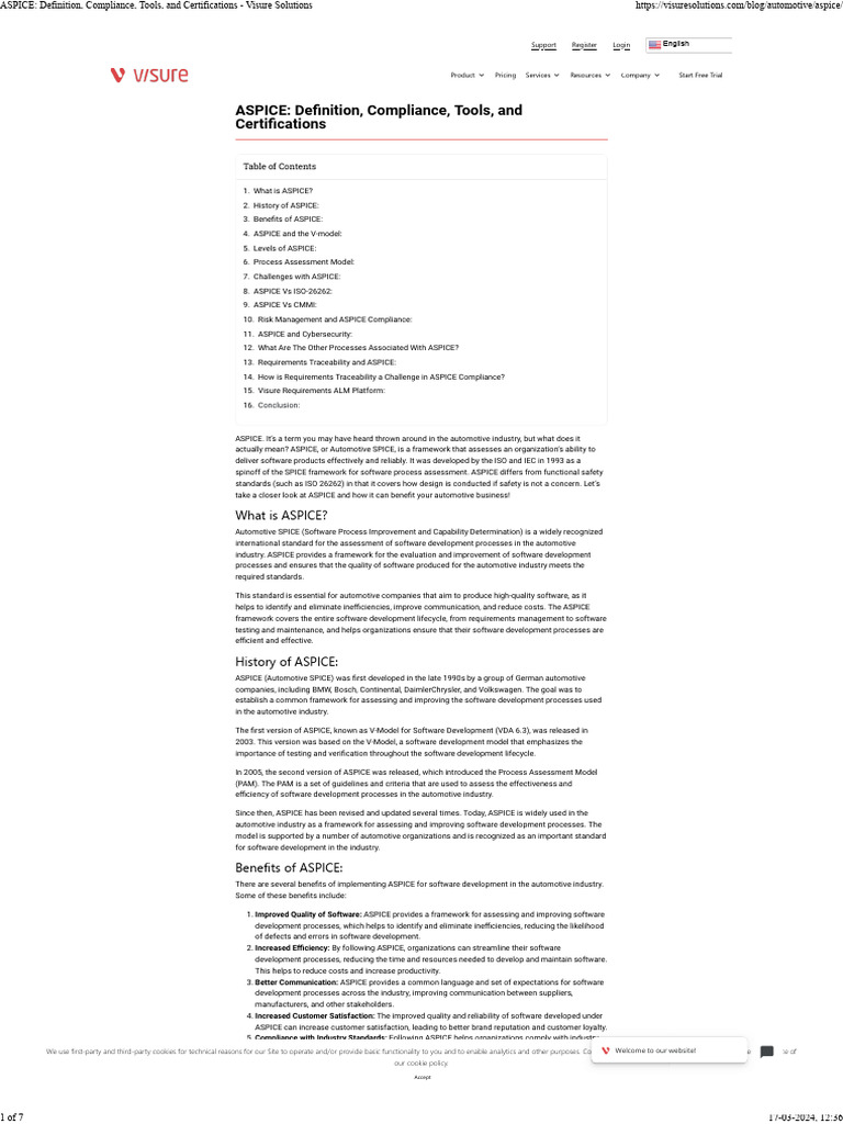 ASPICE Definition, Compliance, Tools, and Certifications - Visure ...