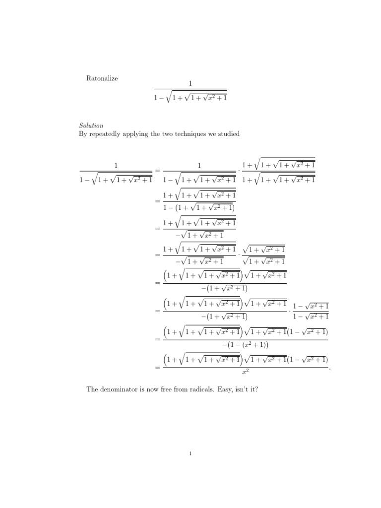rationalization | PDF | Division (Mathematics) | Arithmetic