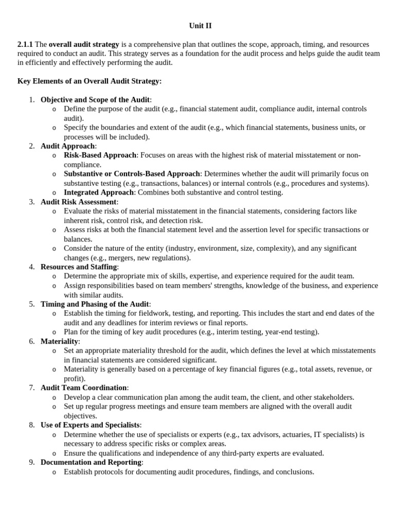 Audit Strategy | PDF | Audit | Internal Control