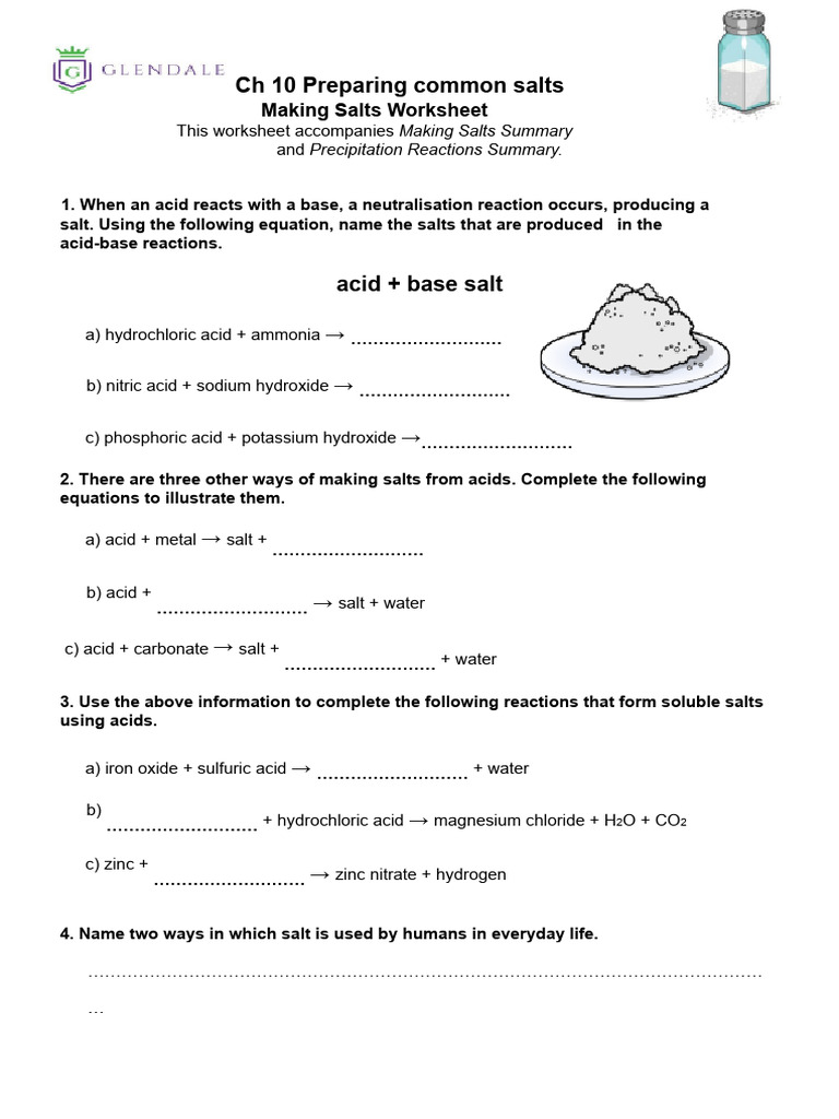 Preparing Common Salt WS | PDF