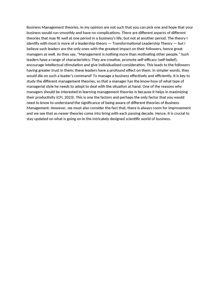 Business Management theories | PDF