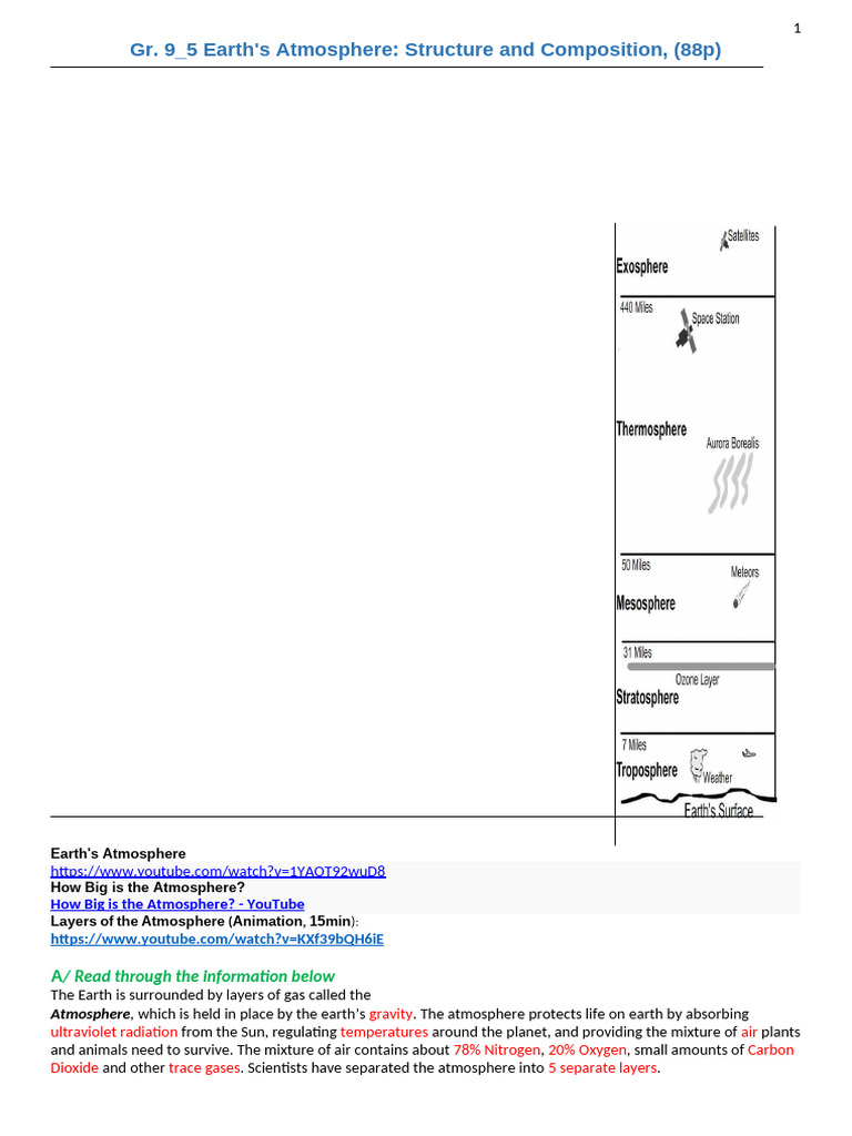 Earth's Atmosphere for Grade 9 | PDF | Atmosphere Of Earth | Atmosphere