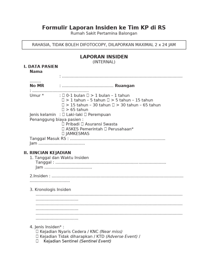 1b. Form Laporan Internal Incident | PDF