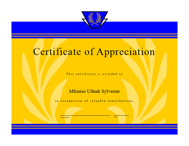 Certificate of Appreciation | PDF