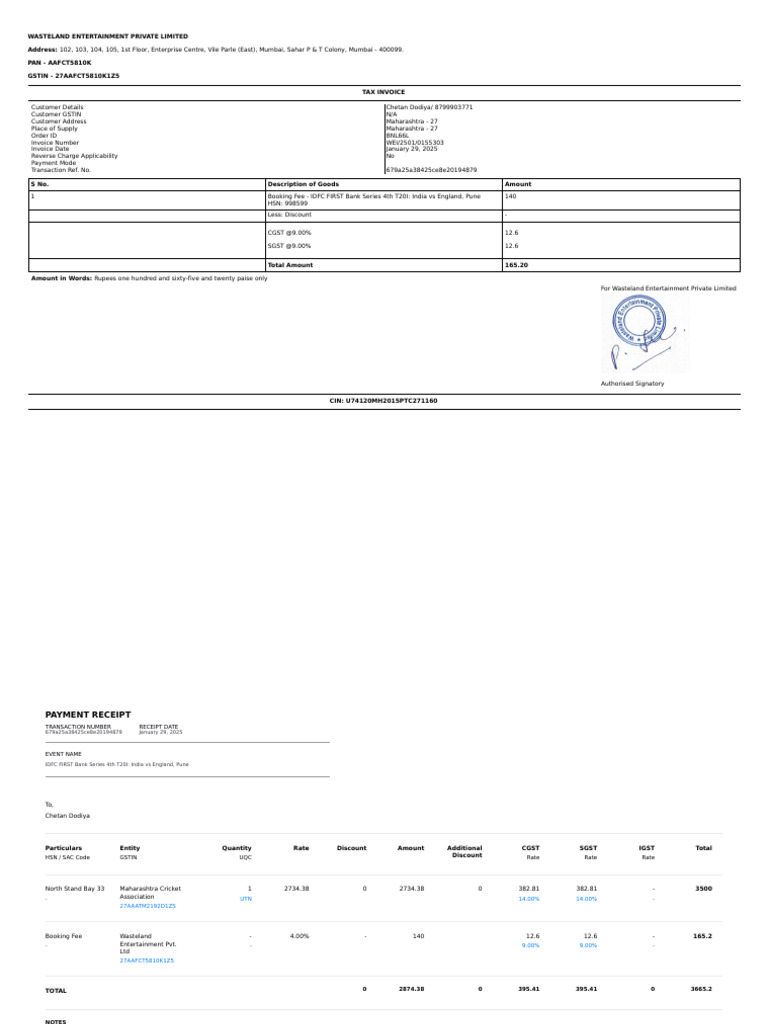 Invoices - Pune Ticket | PDF | Receipt | Invoice