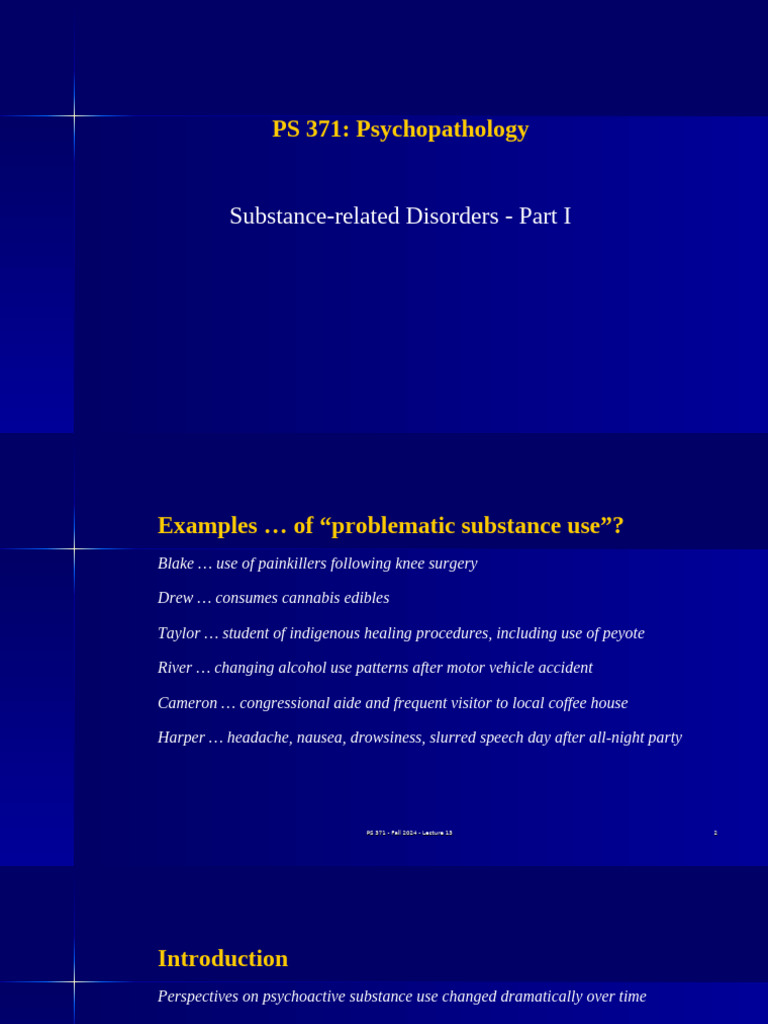 2024 Fall - Lecture 13 (Substance 1) | PDF | Substance Abuse | Mental Disorder
