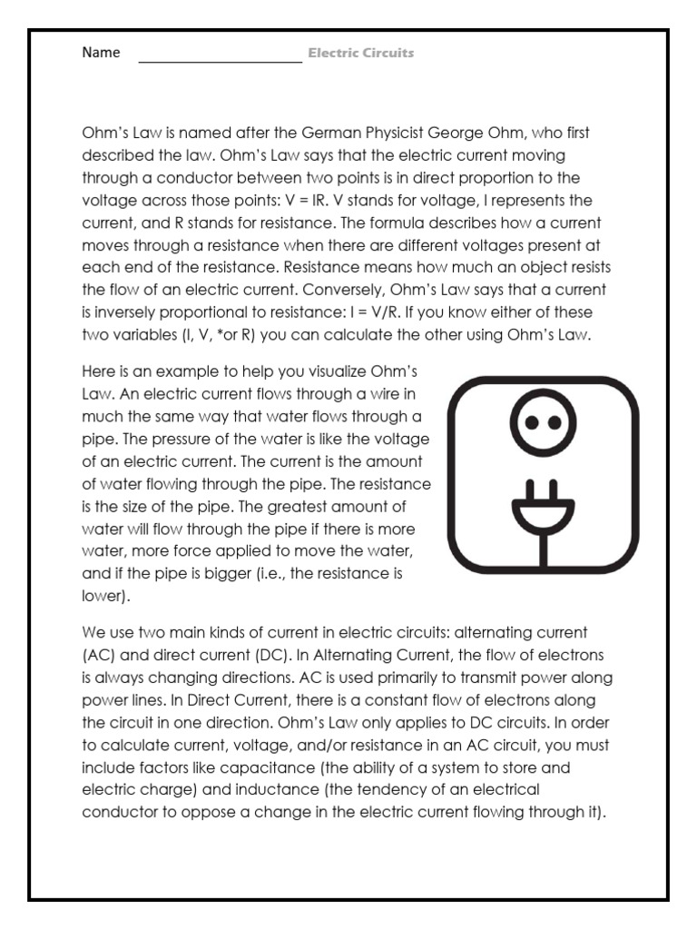Ohm's Law: Electric Circuits | PDF