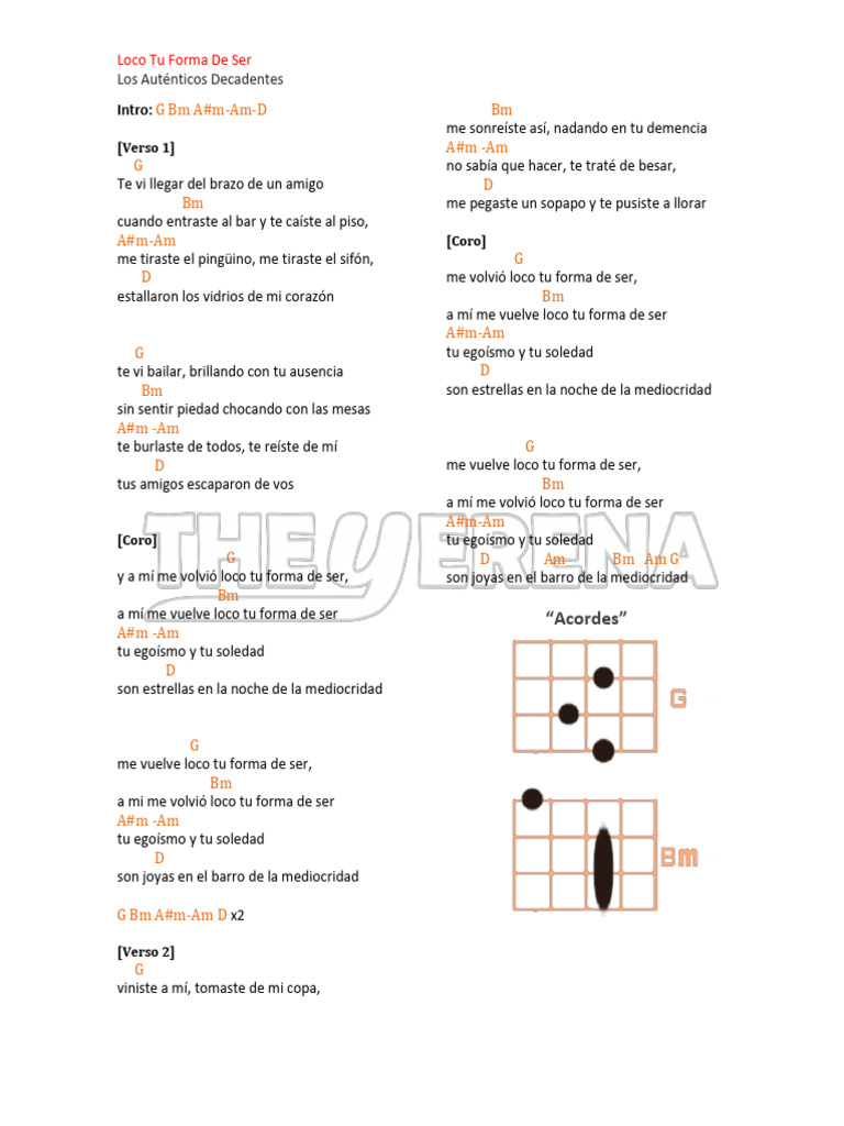 Loco Tu Forma De Ser: Análisis y Acordes | PDF