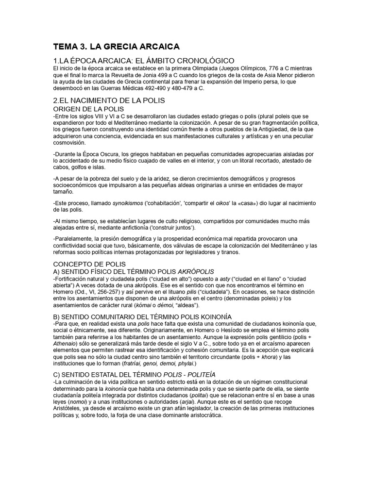 La Grecia Arcaica: Polis y Sociedad | PDF | Mundo grecorromano ...