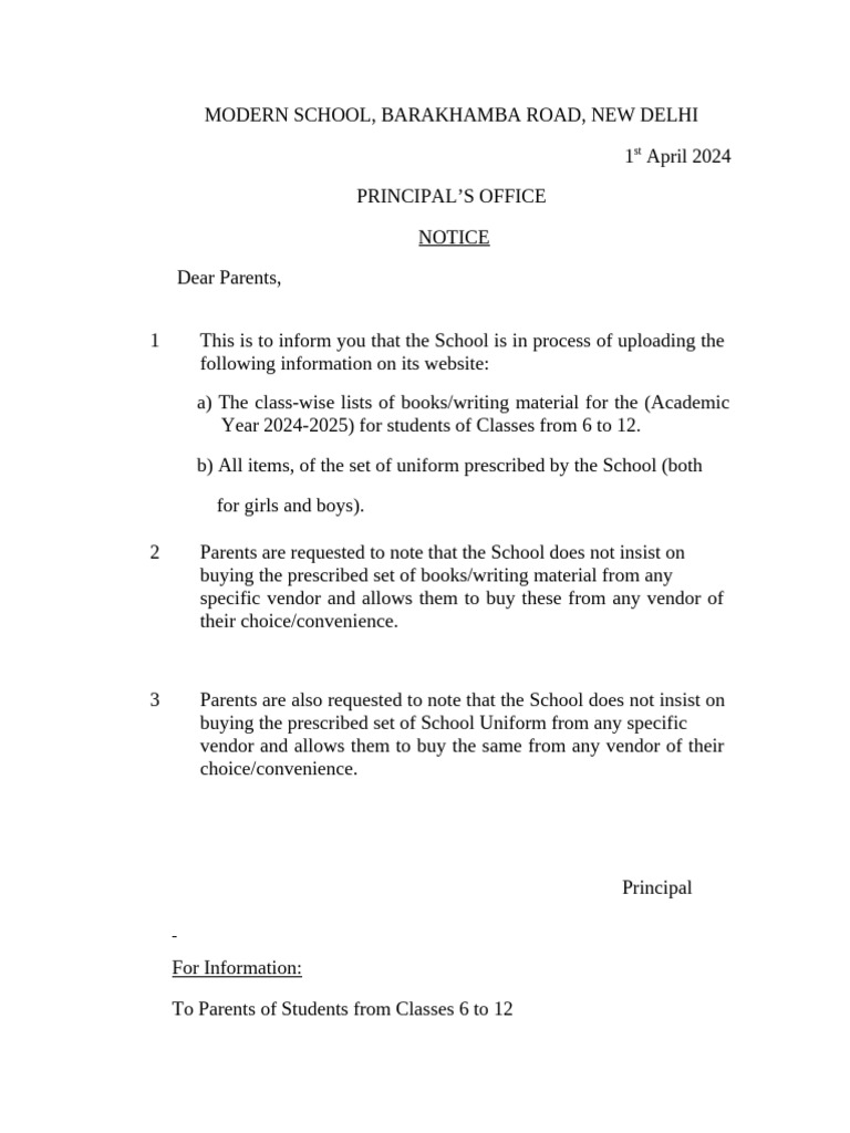 3 Principal Notice For Students | PDF