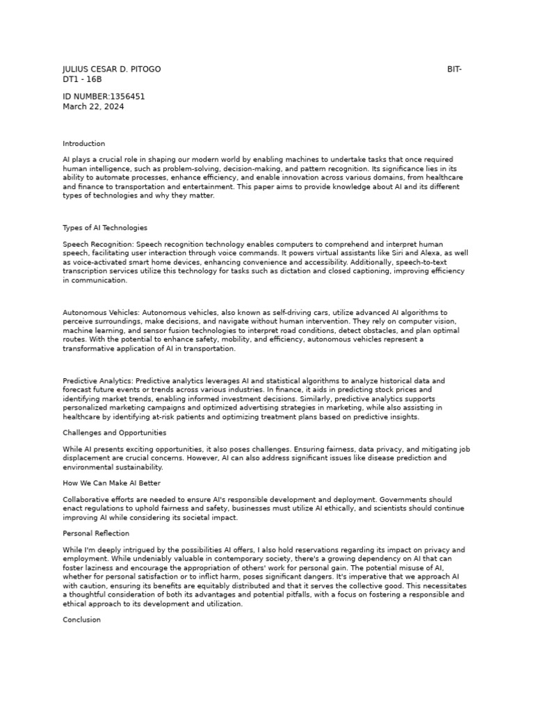 Reaction Paper | PDF | Artificial Intelligence | Intelligence (AI ...
