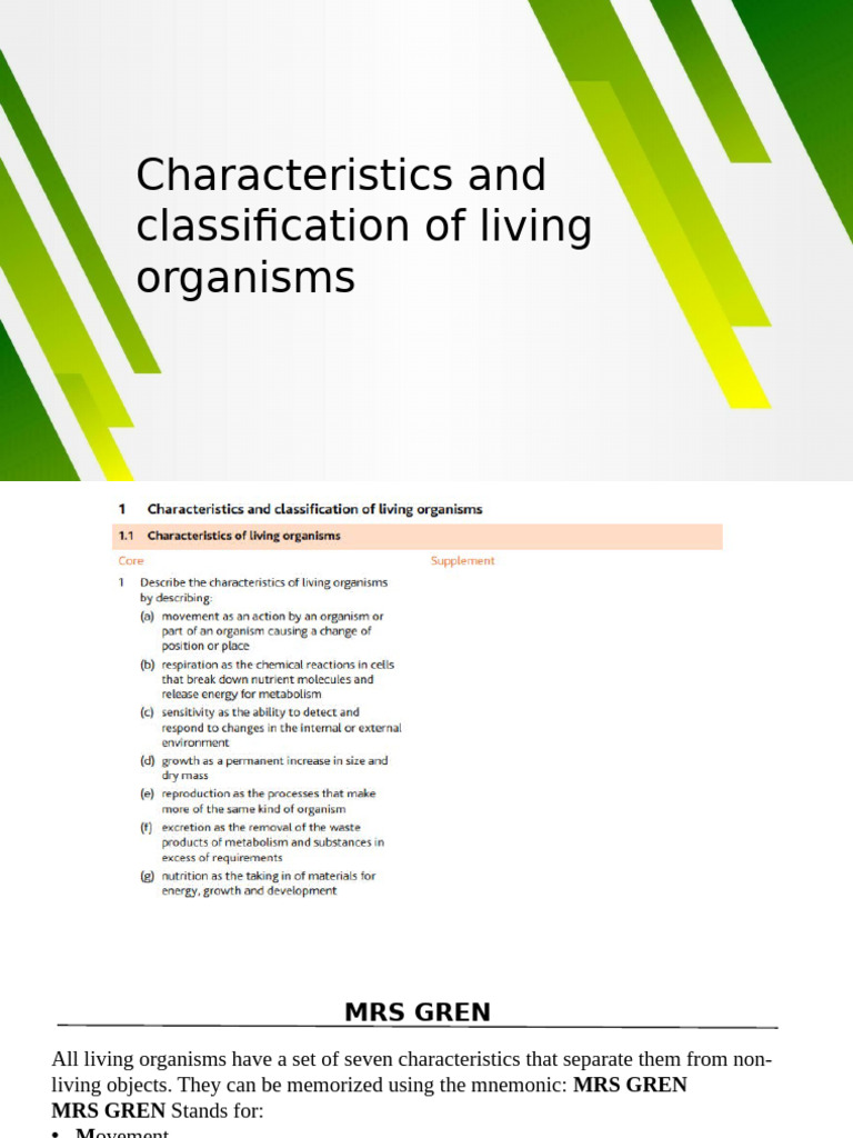 Characteristics of Living Organisms | PDF