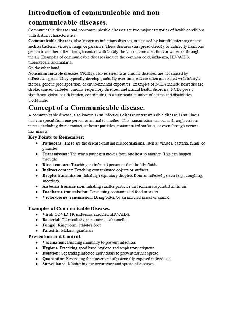 Communicable vs Non-Communicable Diseases | PDF | Infection | Heart