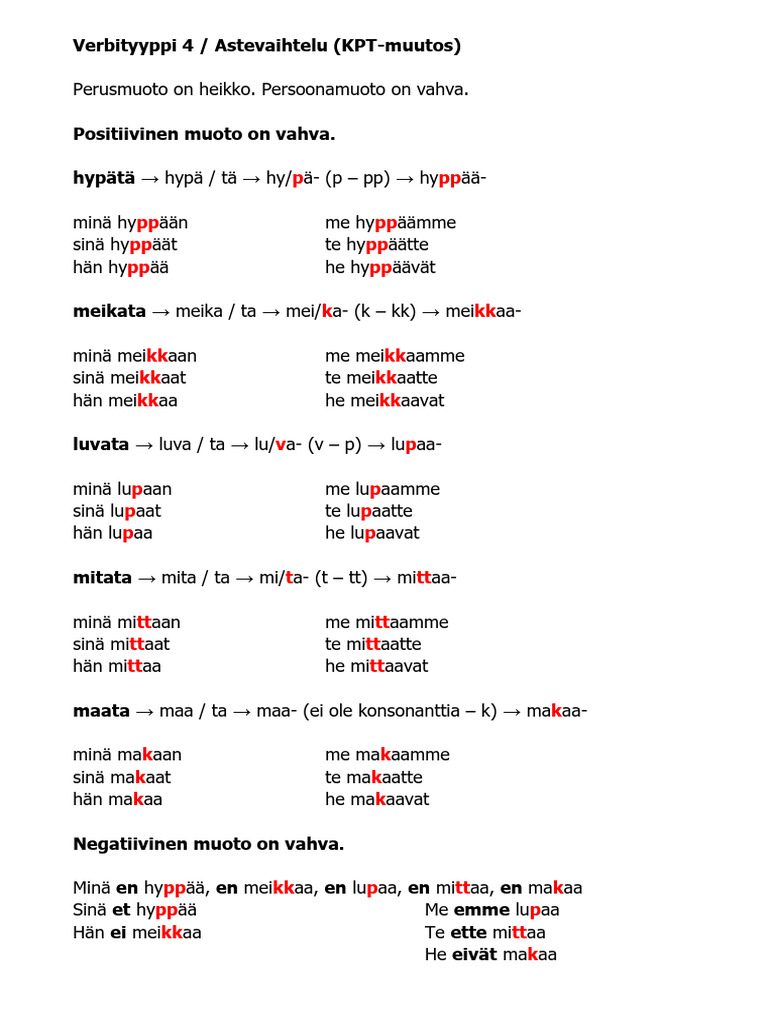 Verbityyppi 4 KPT Teoria | PDF
