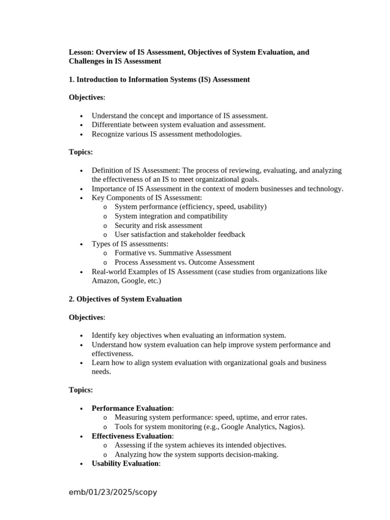 Week 1-2 - Overview of Is Assessments | PDF | Usability | Evaluation