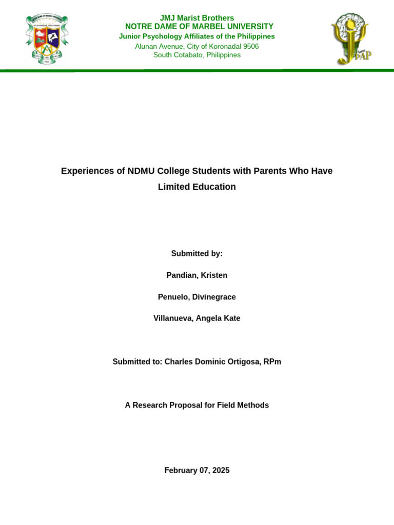 Experiences of NDMU College Students With Parents Who Have Limited ...