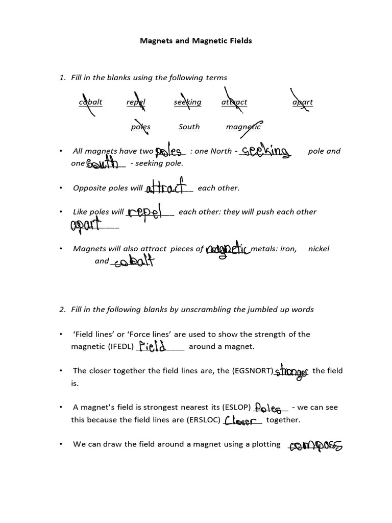 Magnets and Magnetic Fields Exit Ticket | PDF