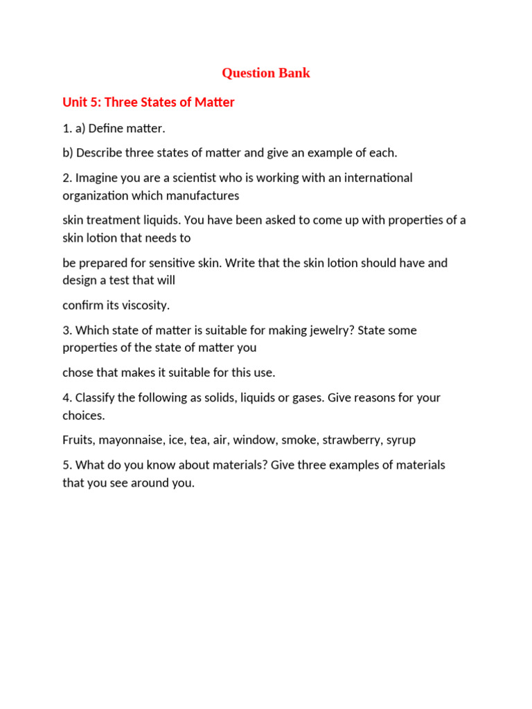 Unit 5: Question Bank | PDF