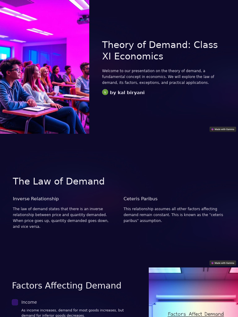 Theory of Demand Class XI Economics | PDF | Elasticity (Economics) | Demand