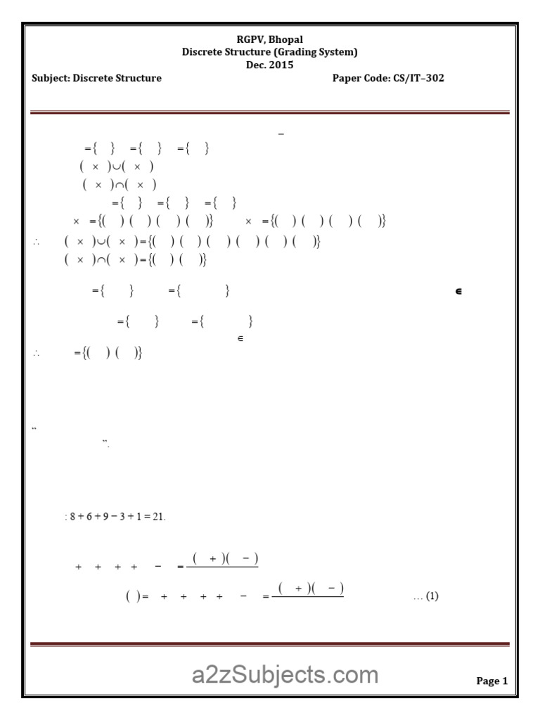 Discrete Structure Exam Paper CS/IT-302 | PDF | Group (Mathematics ...