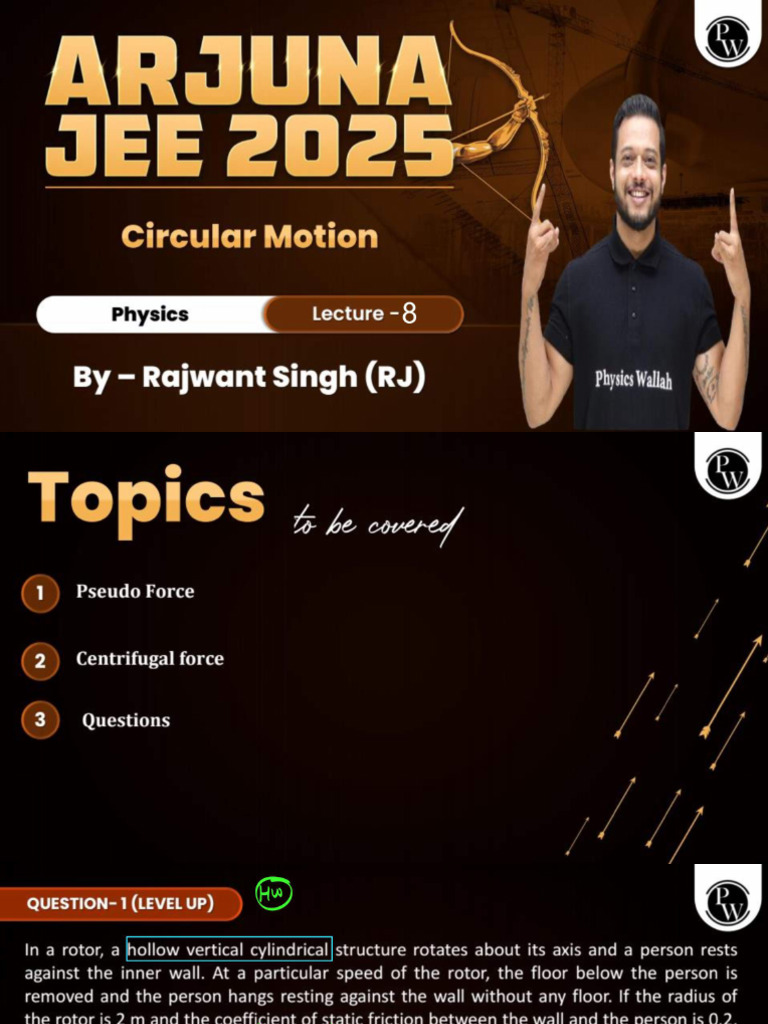 Circular Motion 08: Class Notes - Arjuna JEE 2025 | PDF