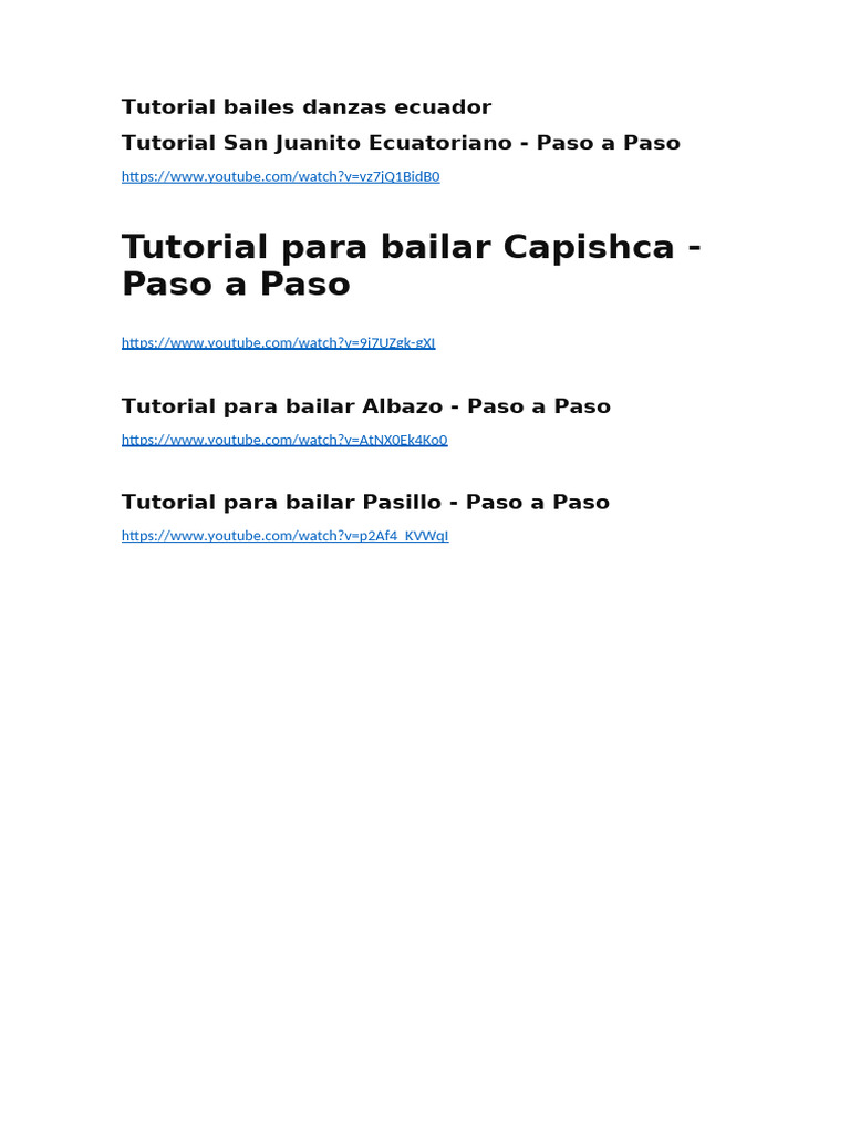 Tutoriales de Bailes Ecuatorianos | PDF