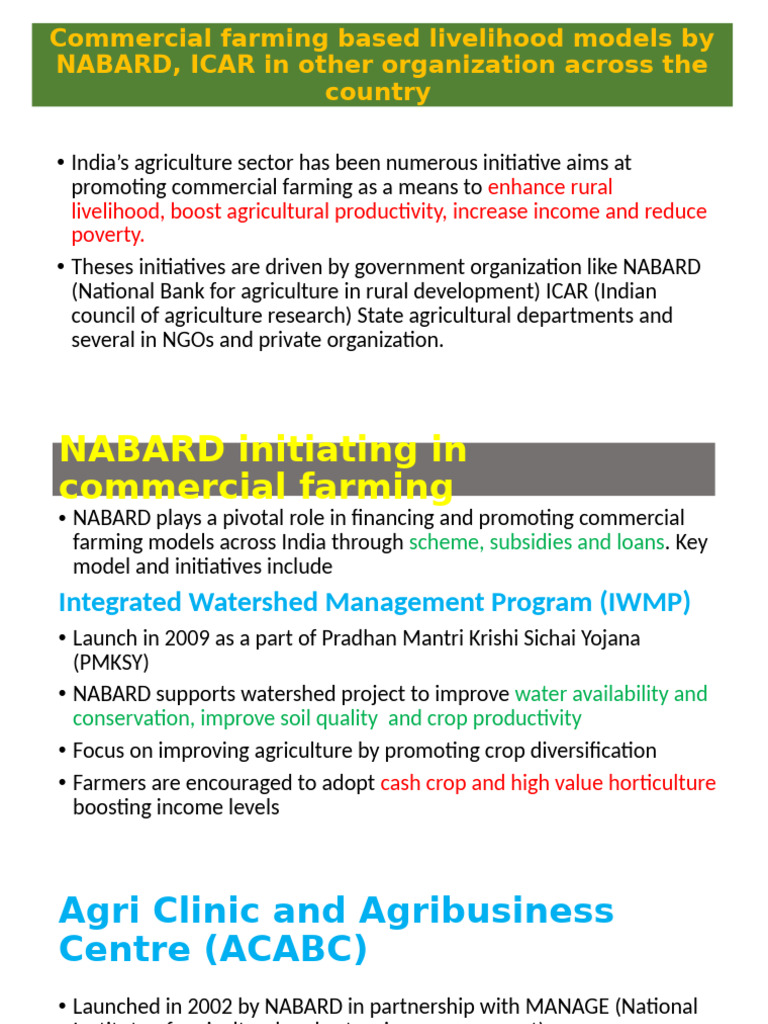 Commericial Farming Based Livelihood Models | PDF | Agriculture ...