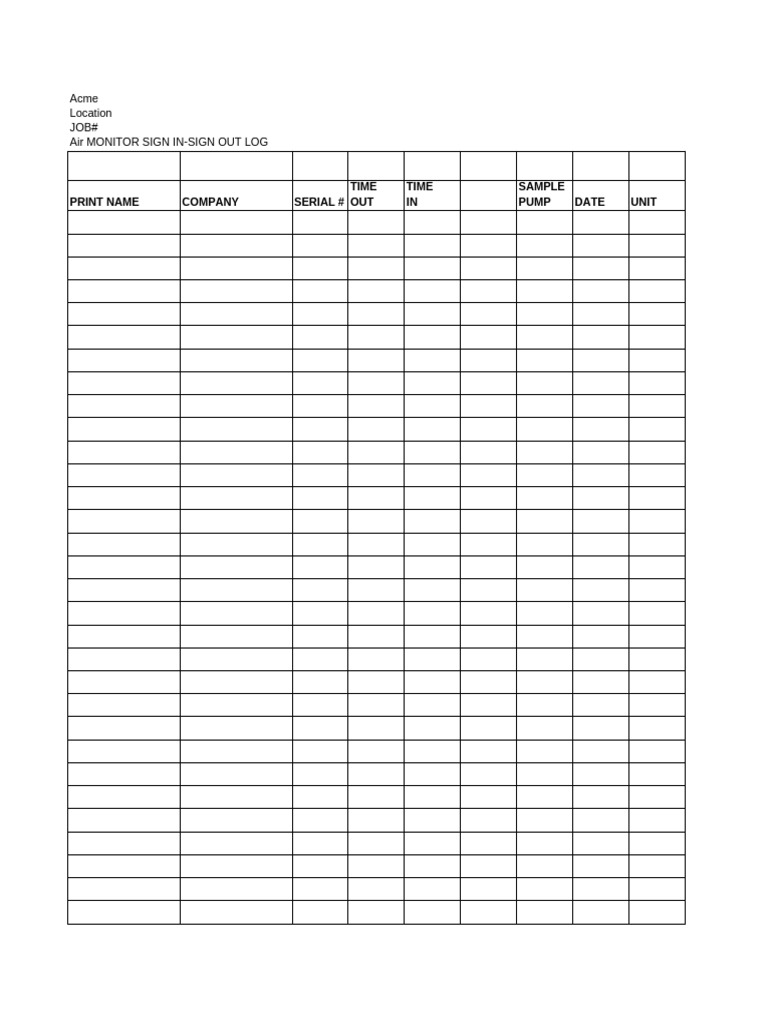 Sample 5 Air MONITOR LOG | PDF