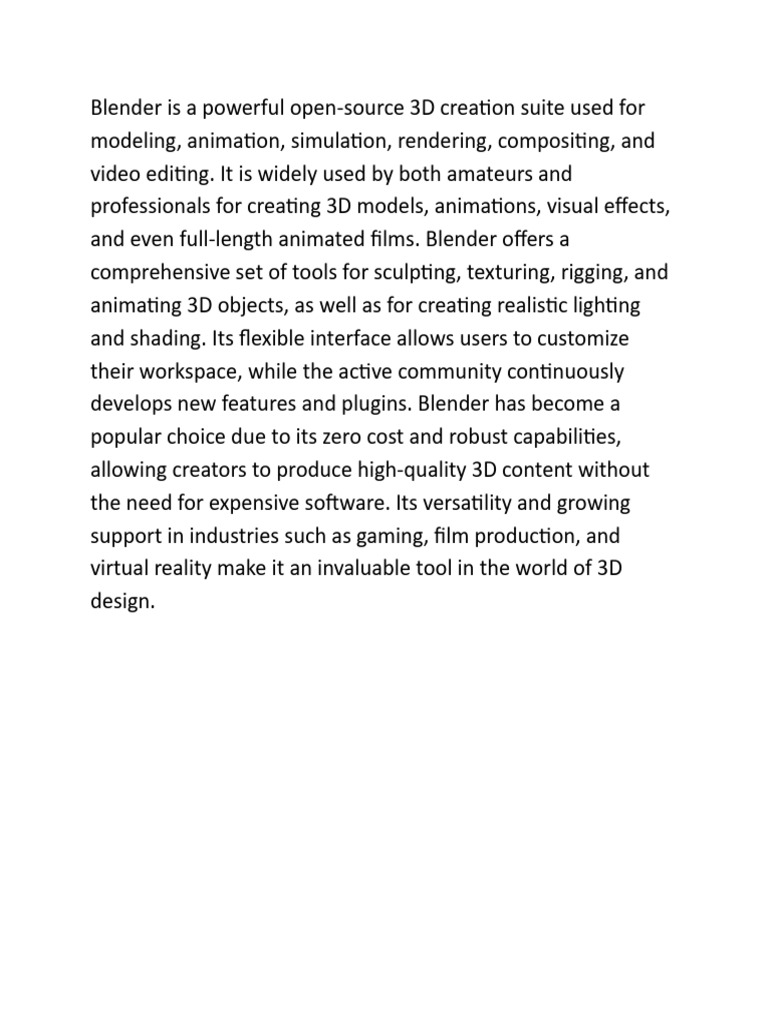 Blender is a Powerful Open | PDF