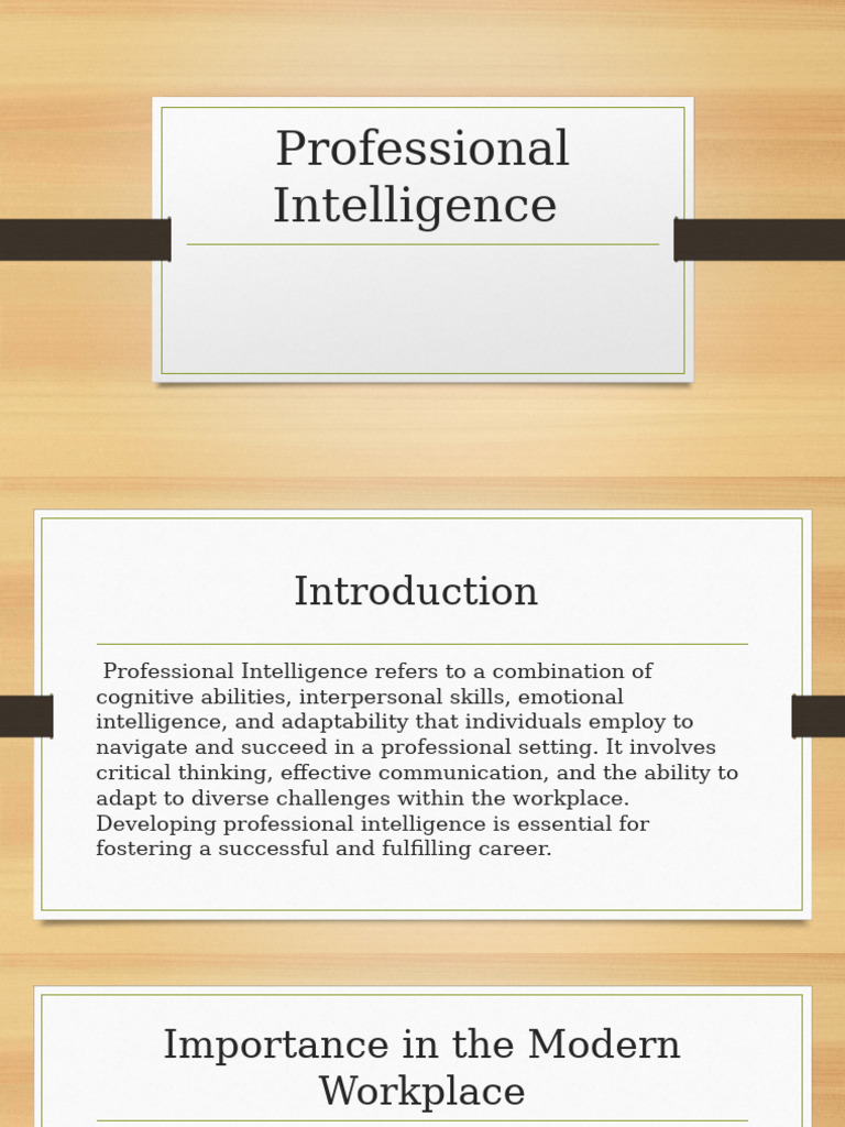 Professional Intelligence | PDF | Intelligence | Leadership