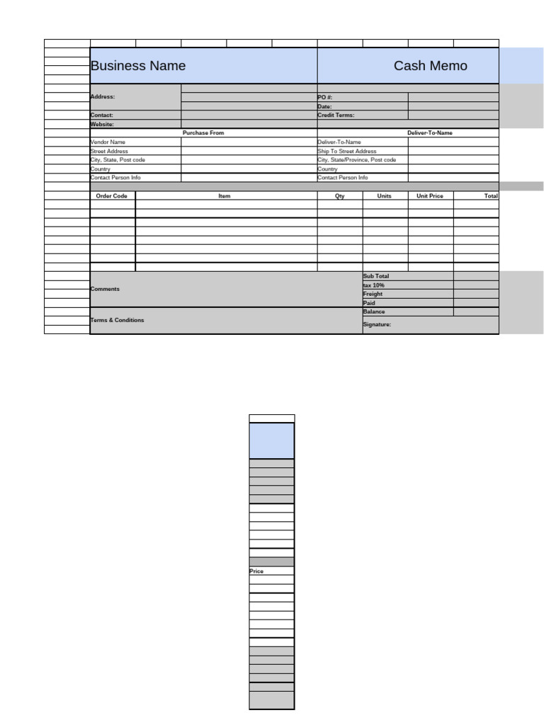 Cash-Memo-format-in-excel (1) School Project | PDF