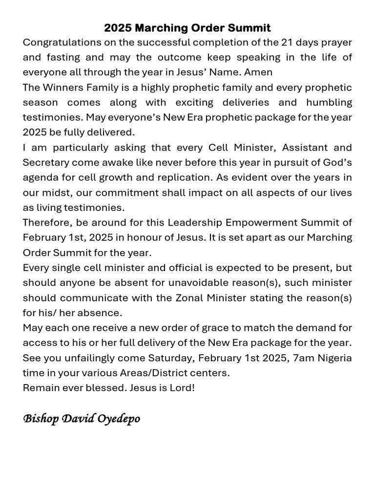2025 Marching Order Summit | PDF