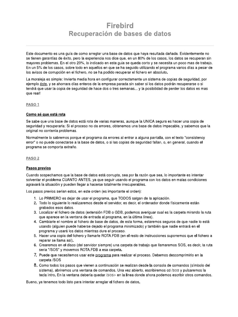Firebird Backupo Restore | PDF