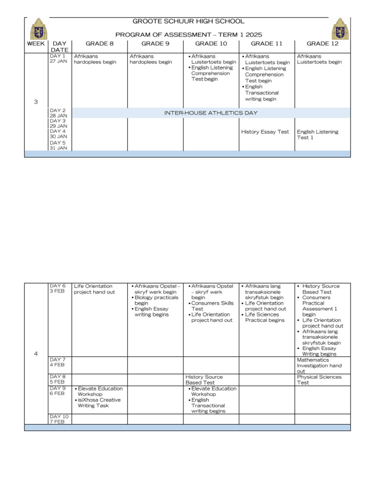 20250203143441062391final Program of Assessment - Term 1 2025 | PDF