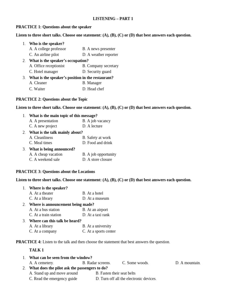 Listening Practice Exercises for Speakers | PDF