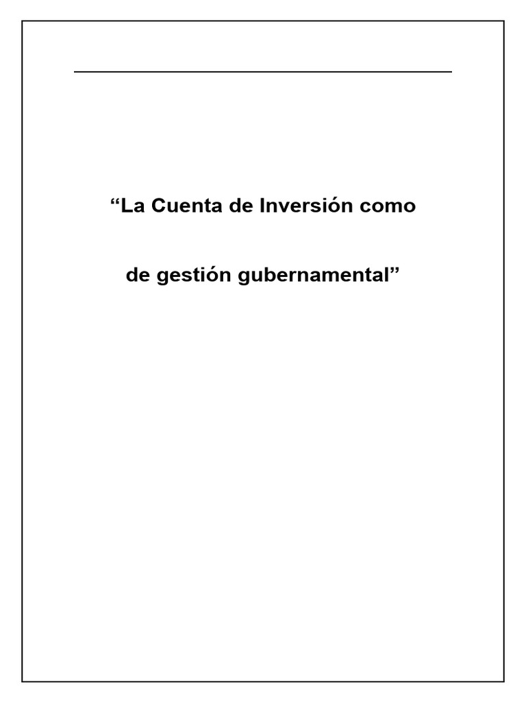 La Cuenta de Inversión Como Herramienta de Análisis y Evaluación de ...