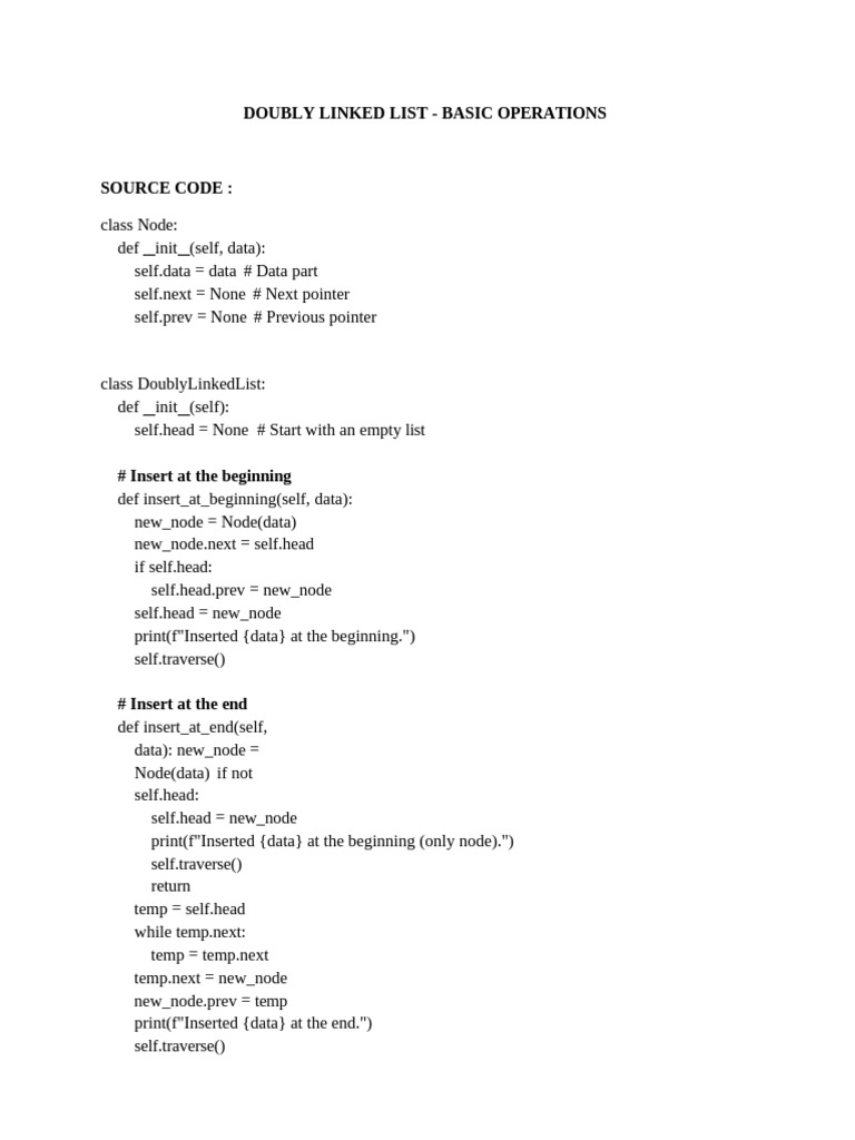 DOUBLY LINKED LIST BASIC OPERATIONS (1) | PDF | Computer Data | Computing