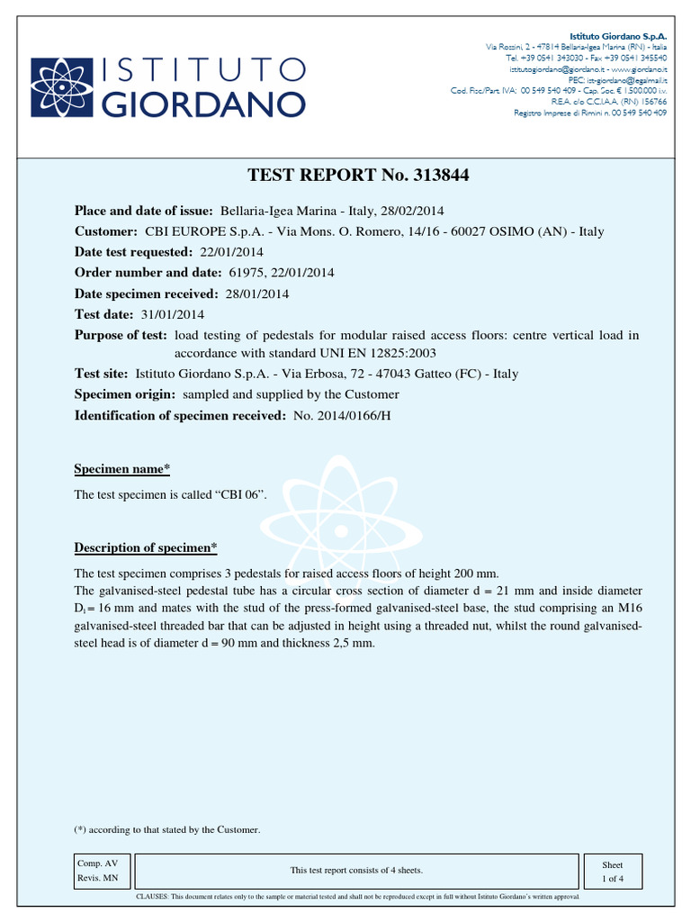 Axial Load TEST CBI Pedestal | PDF | Mechanical Engineering