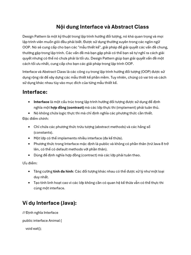N I Dung Interface Và Abstract Class | PDF