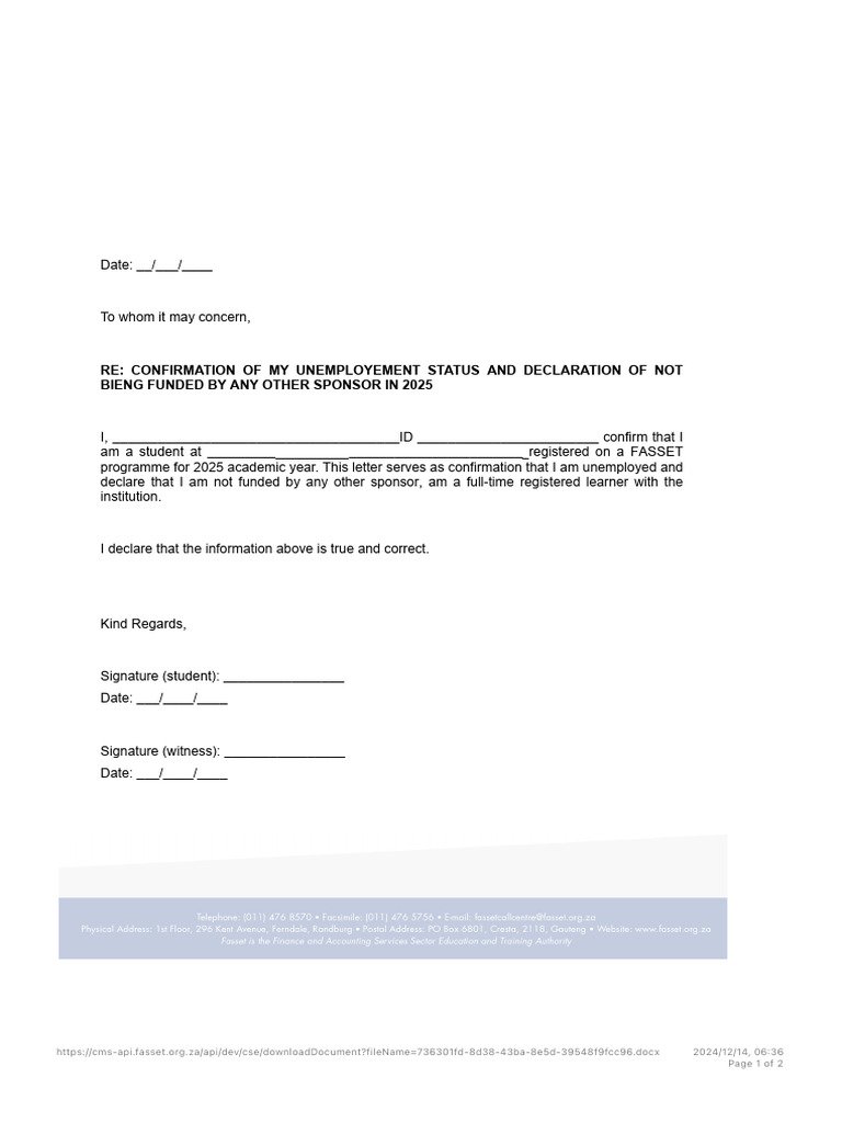 Fasset Declaration | PDF