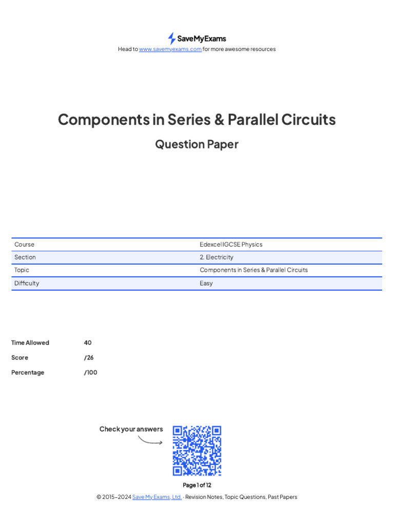 Components in Series & Parallel Circuits Easy | PDF | Fuse (Electrical ...
