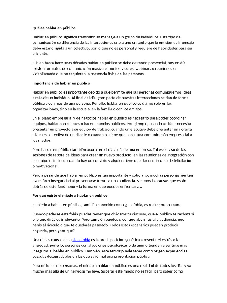 Hablar en Publico | PDF | Hablar en público | Comunicación