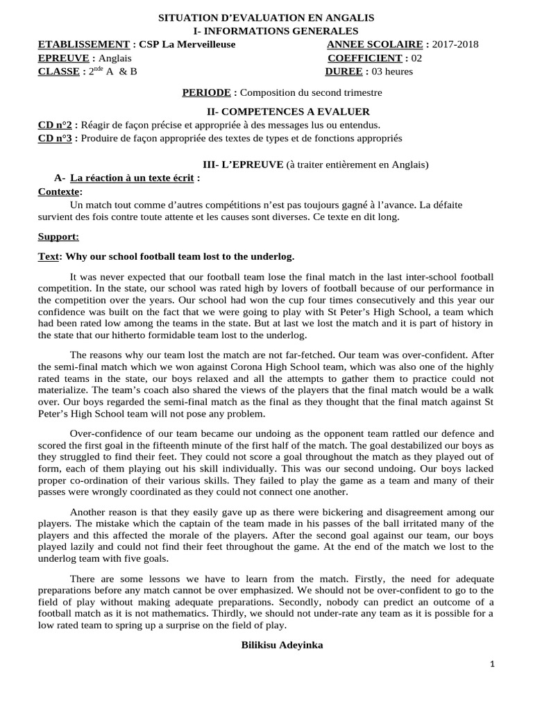 1er devoir 2nde A 2nd semestre 2012-2013 | PDF