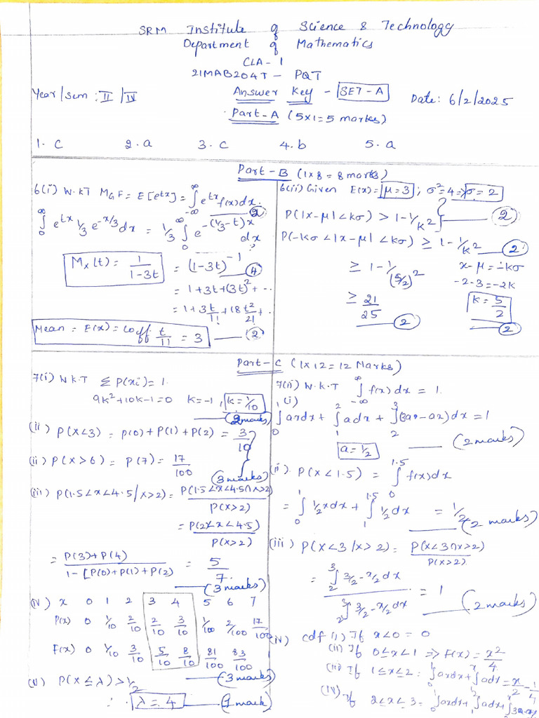 SET A - Answer Key | PDF