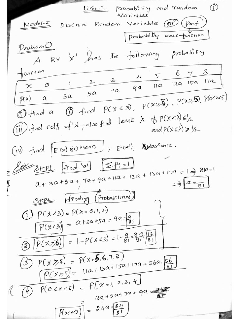 15 and 8 Type-1 Problems Pmf-Prob-Mean | PDF