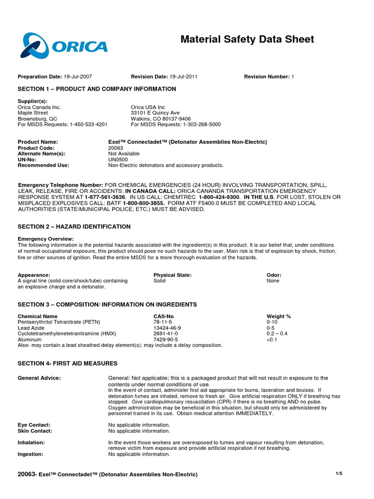 Exel Connectadet MSDS | PDF | Safety | Occupational Safety And Health