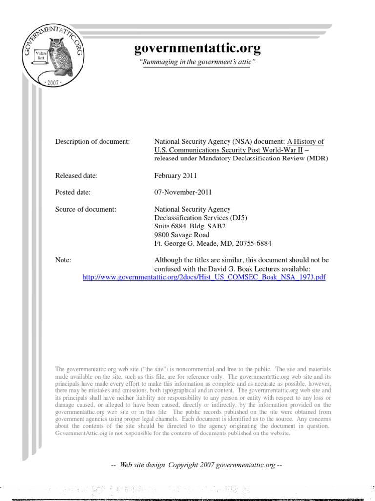 Comsec Post Ww2 | PDF | Cryptography | National Security Agency